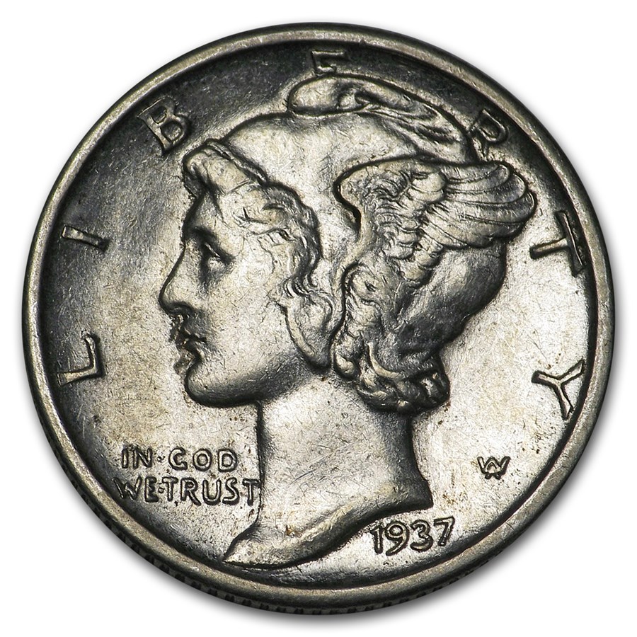 Buy 1937-D Mercury Dime AU Coin Online | Mercury Dimes (1916 - 1945) | APMEX US Mint
